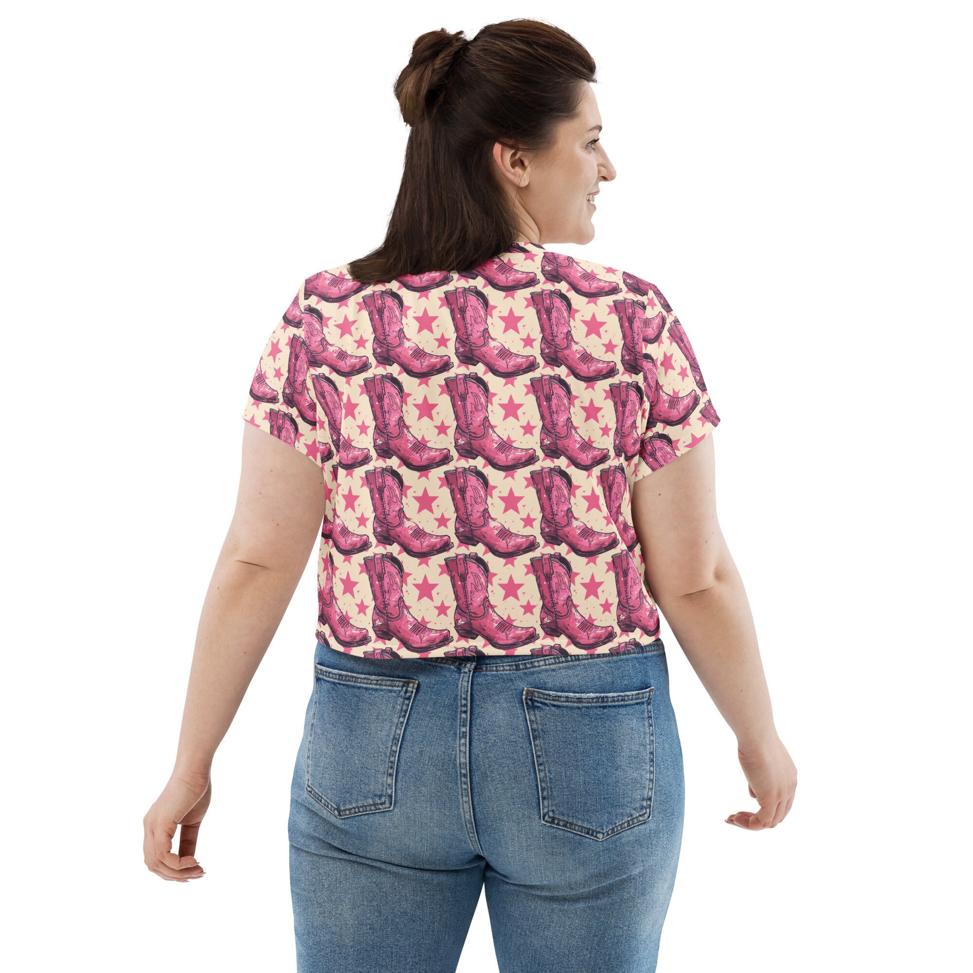 Coquette Cowgirl Aesthetic Crop Top Cowgirl Pink Boot Tee Soft Girlcore ...