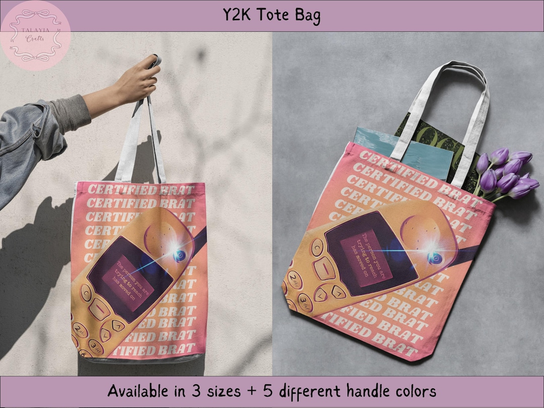 Y2K Cell Phone Tote Bag - Retro 2000s Orange & Yellow Shoulder Bag ...