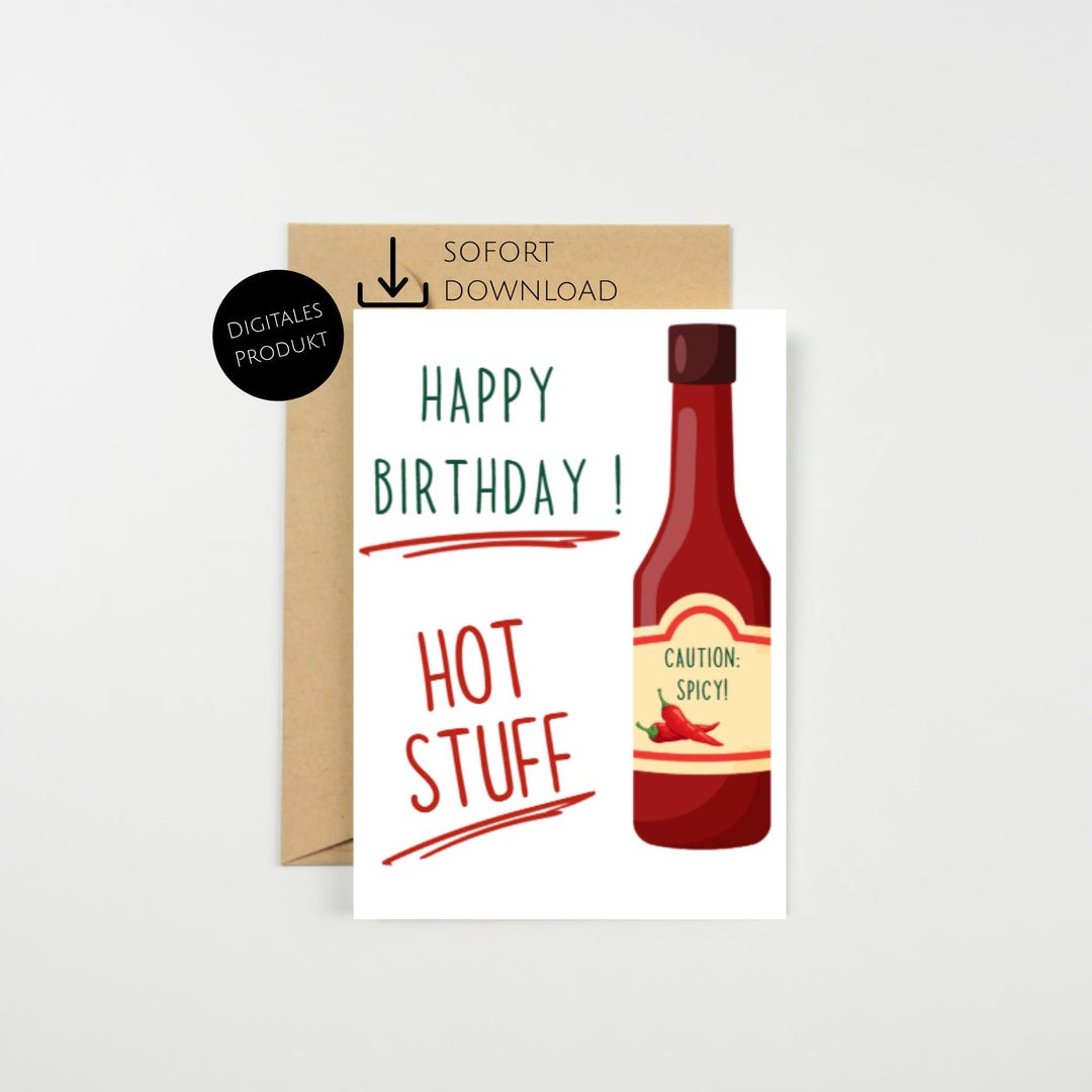 HOT STUFF | Funny Birthday Card for Women/men | Unique Instant Print ...