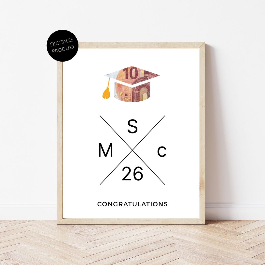 Graduation Gift Master's Degree Money Gift – Msc Graduation Money Gift ...