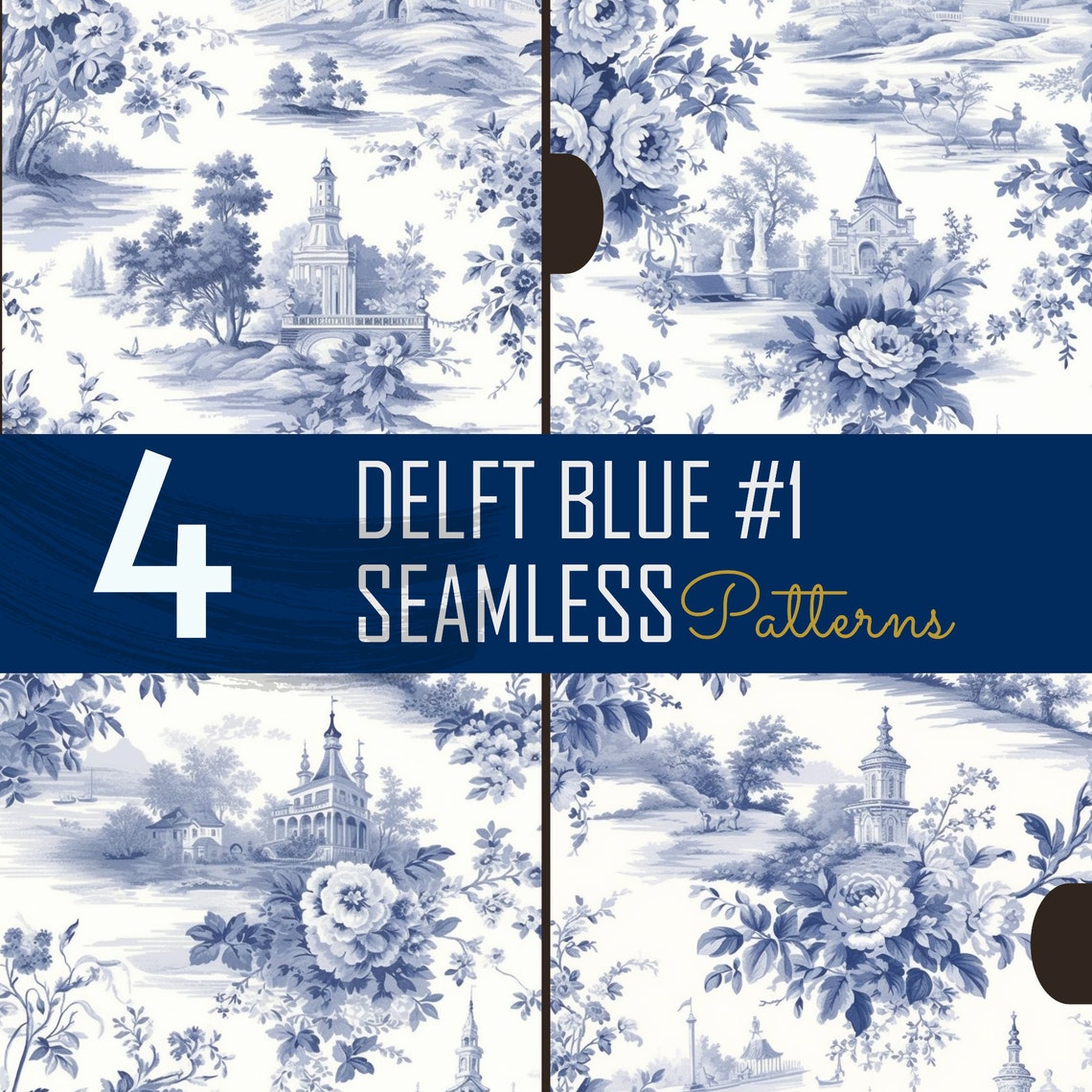 Delft Blue Pottery Inspired Floral Patterns: 4 Elegant Vintage-inspired ...