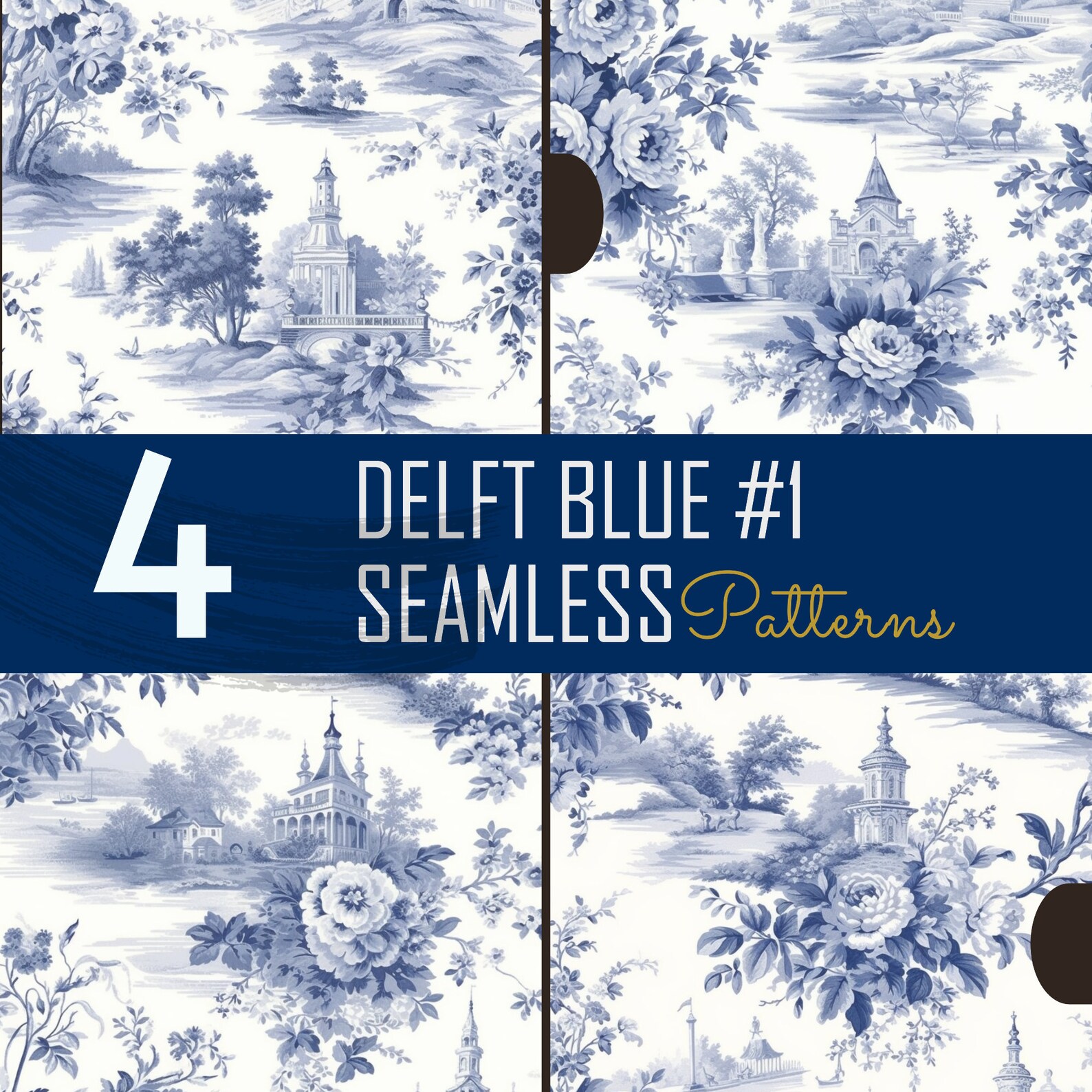 Delft Blue Pottery Inspired Floral Patterns: 4 Elegant Vintage-inspired ...