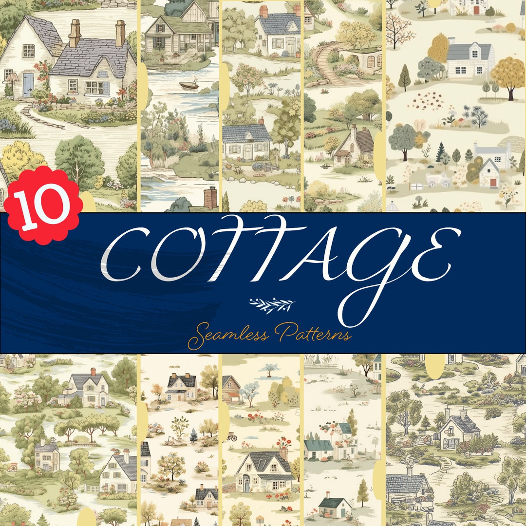 Vintage Cottagecore Digital Seamless Patterns | 10 Countryside Art ...