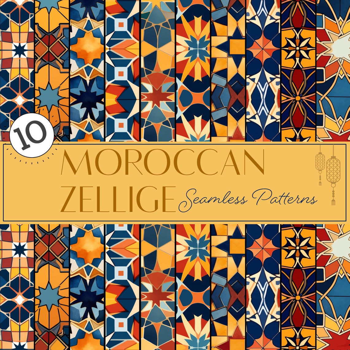 Moroccan Zellige Tiles Seamless Patterns Pack of 10 Traditional ...