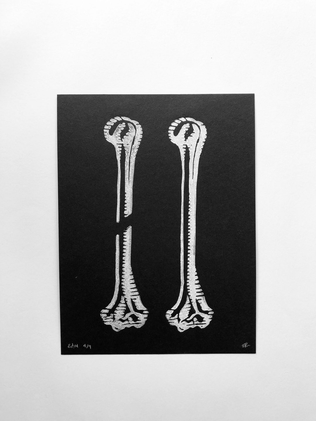White Bones Linocut. White Bones Linocut. - Etsy
