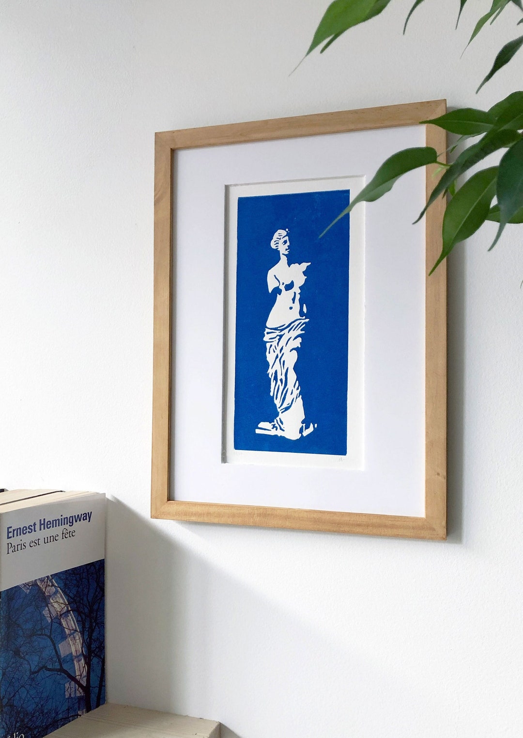 Blue Linocut of Venus De Milo Hand Printed. Venus of Milo Blue Linocut ...