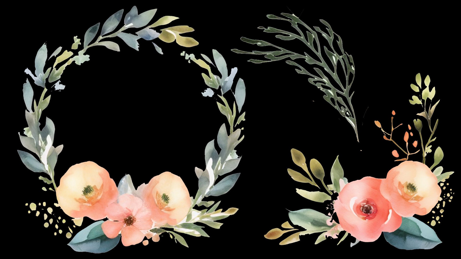 23 Boho Floral Clip Arts, PNG, Transparent Background Single PNG ...