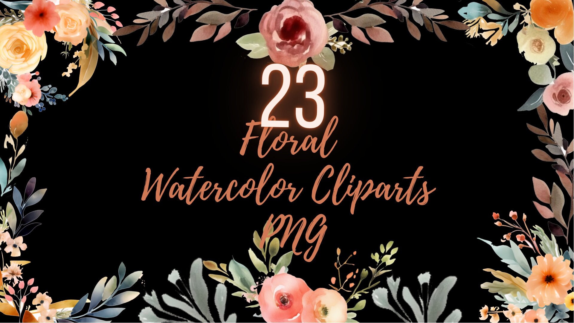 23 Boho Floral Clip Arts, PNG, Transparent Background Single PNG ...