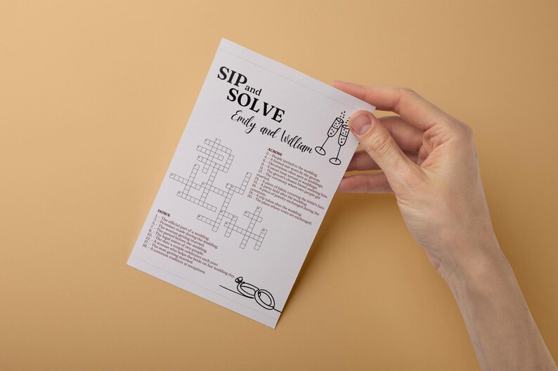 Wedding Crossword Puzzle | Sip and Solve Game | Custom Wedding Activity ...
