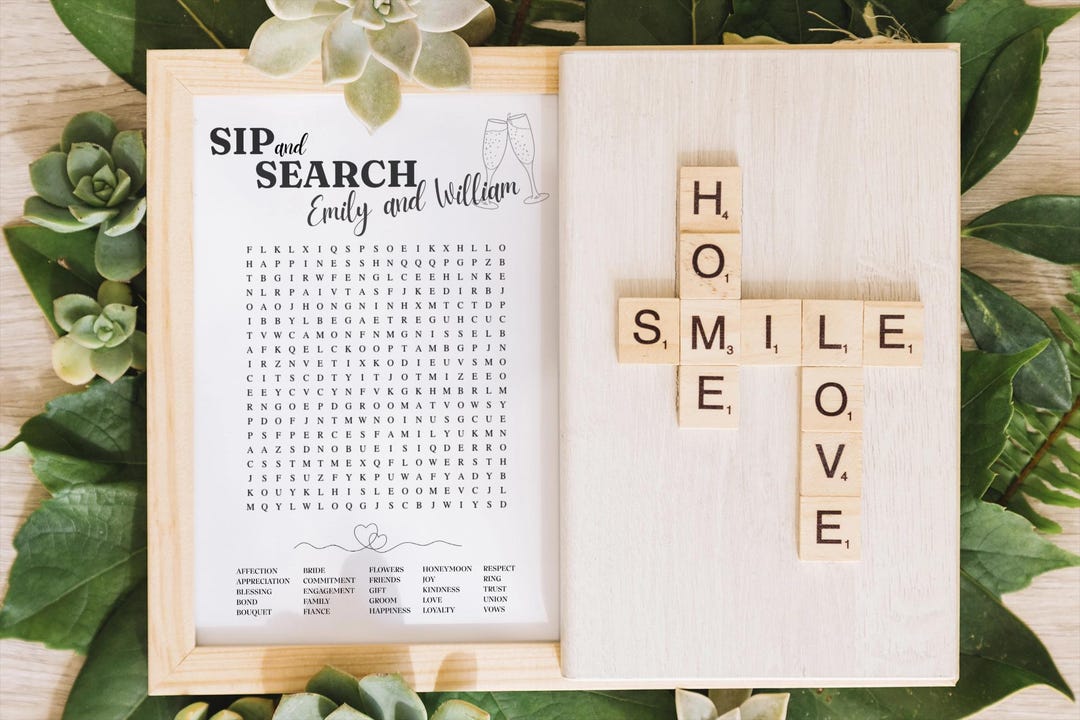 Editable Wedding Word Search Game: Sip and Search Bridal Shower Fun ...