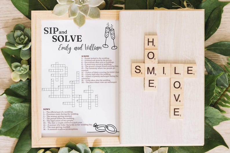 Wedding Crossword Puzzle | Sip and Solve Game | Custom Wedding Activity ...