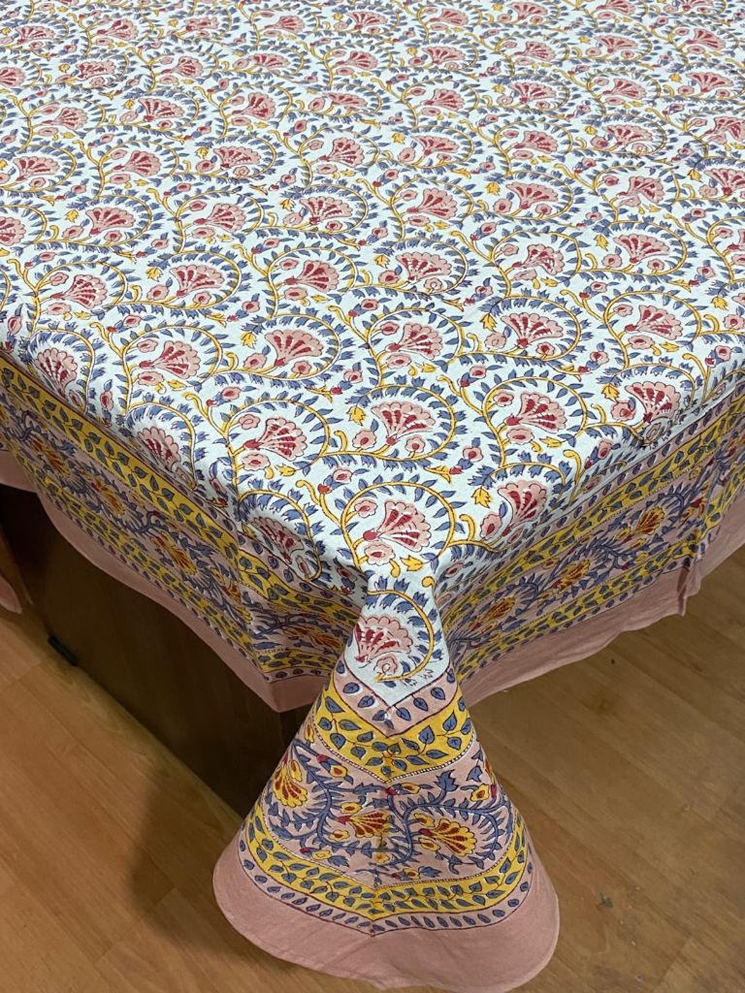 Indian Block Print Multi Colour Vintage Style Floral Hand Block Print ...