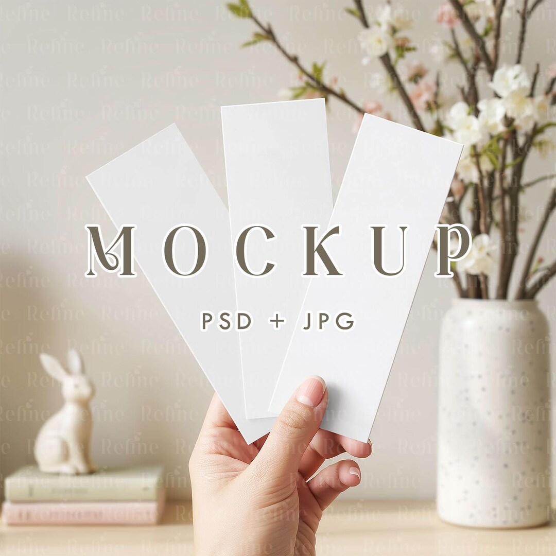 Bookmark Mockup, Easter Bookmark Mock up Set, Boho Spring Hand Holding ...