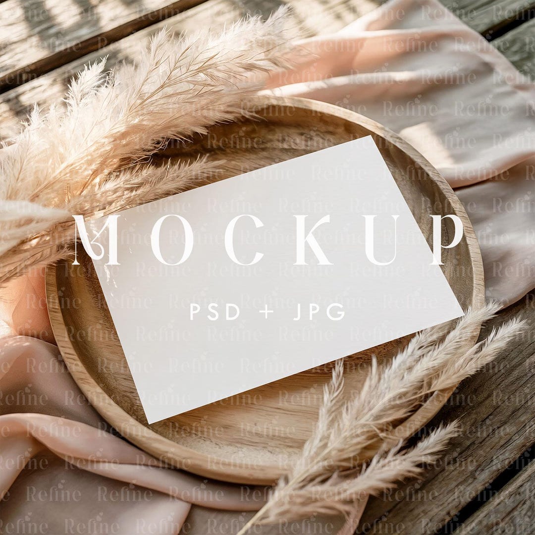 Boho Horizontal Invitation Card Mockup 5x7, Landscape Baby Card PSD ...