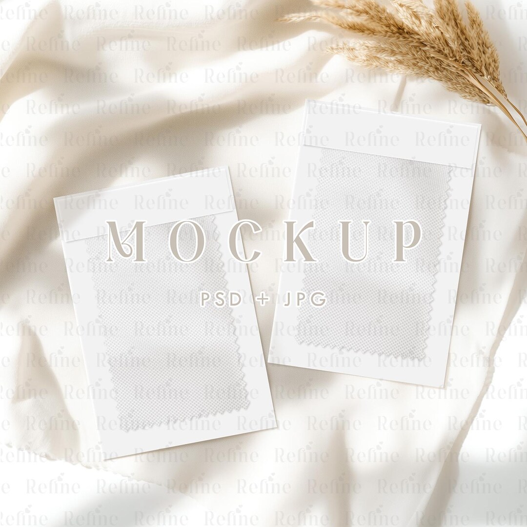 Fabric Swatch Mockup, Textile Mockup Set, Muslin Cloth Mockup, Folded ...