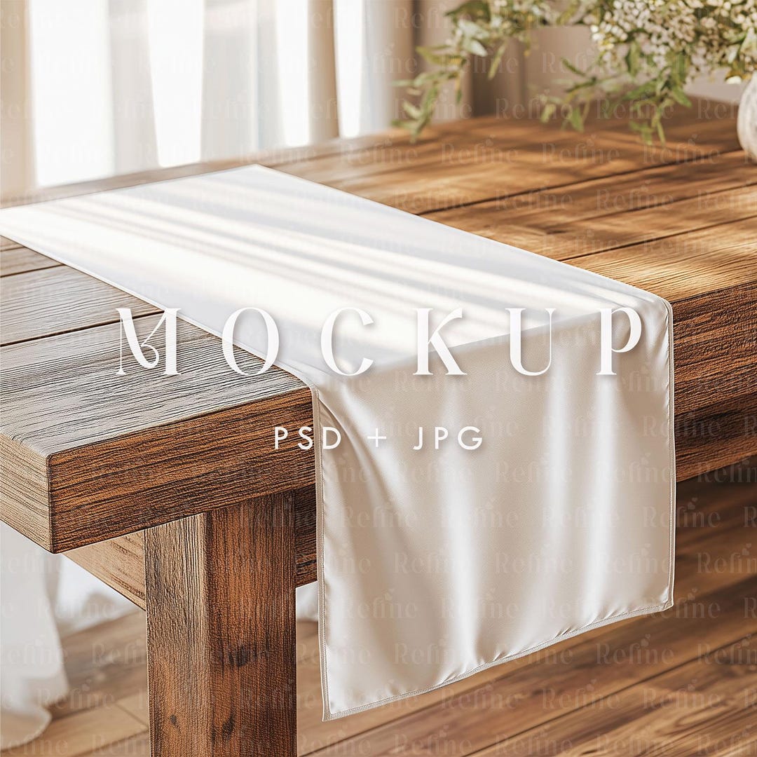 Table Runner Mock Up, Dining Kitchen Linen Mockup, Table Runner & Cloth ...