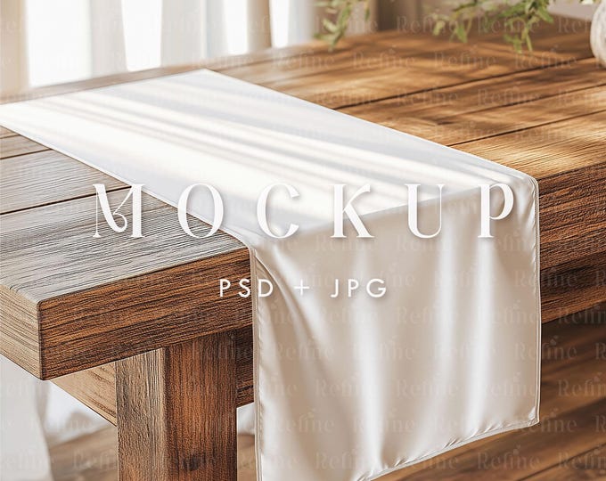 Table Runner Mock Up, Dining Kitchen Linen Mockup, Table Runner & Cloth ...