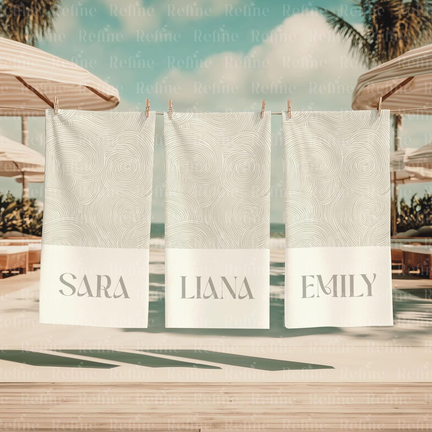 Set Beach Towel Mockup PSD PNG, Pool Party Towel Template Mockup, 3 ...