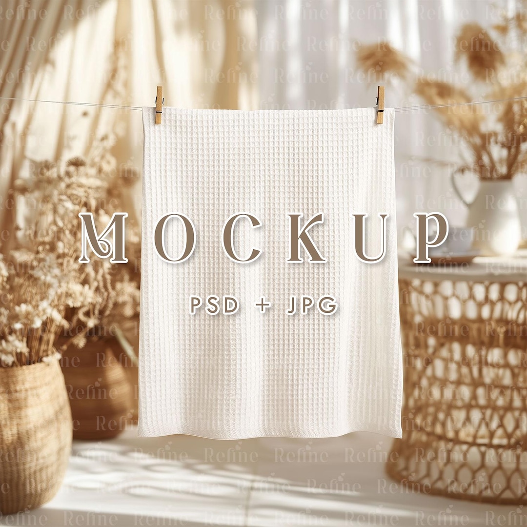 Towel Mock Up, Textile Fabric Mockup, Kitchen Towel Mockup PSD, Tea ...