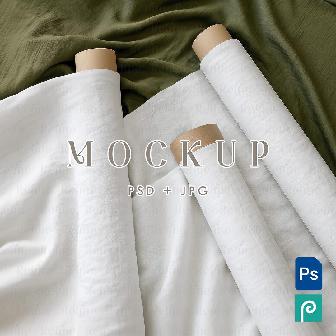 Fabric Roll Mockup, Cotton Linen Cloth Mock-ups, Fabric Swatches ...