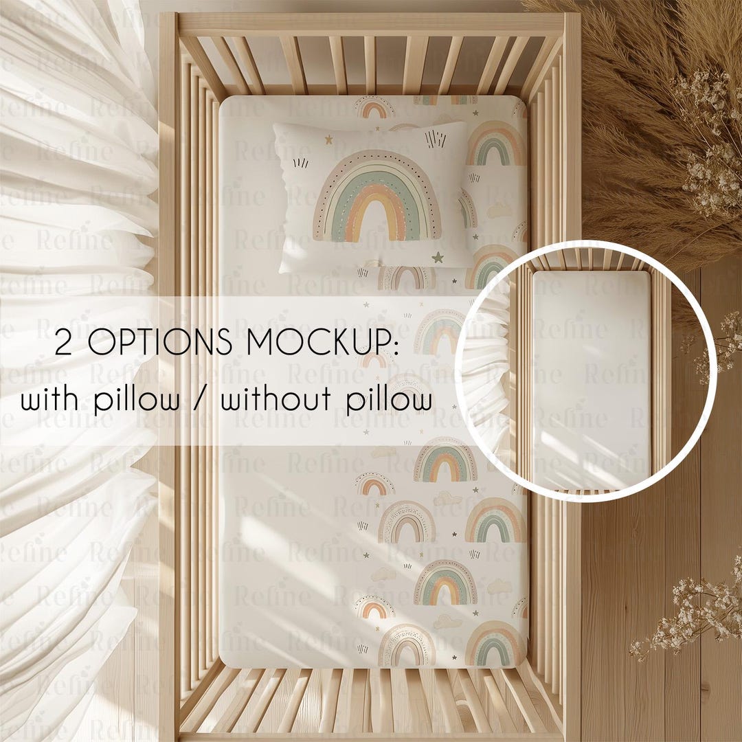 Baby Crib Sheet Mockup, Nursery Bedding PSD Template Mock Up, Sheet and ...