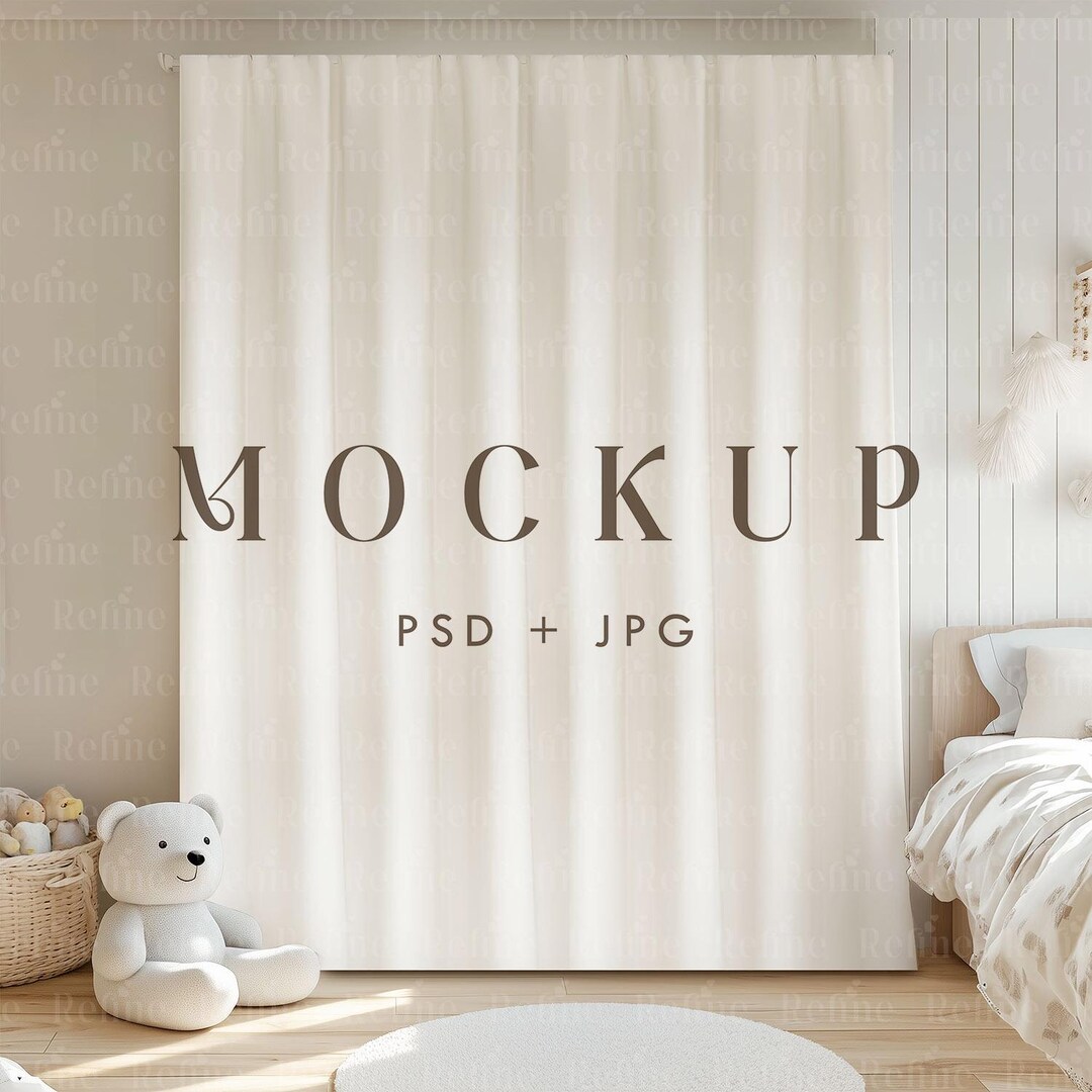 Curtain Mockup, Fabric Curtain PSD, Window Curtain Mockup, Drapes ...