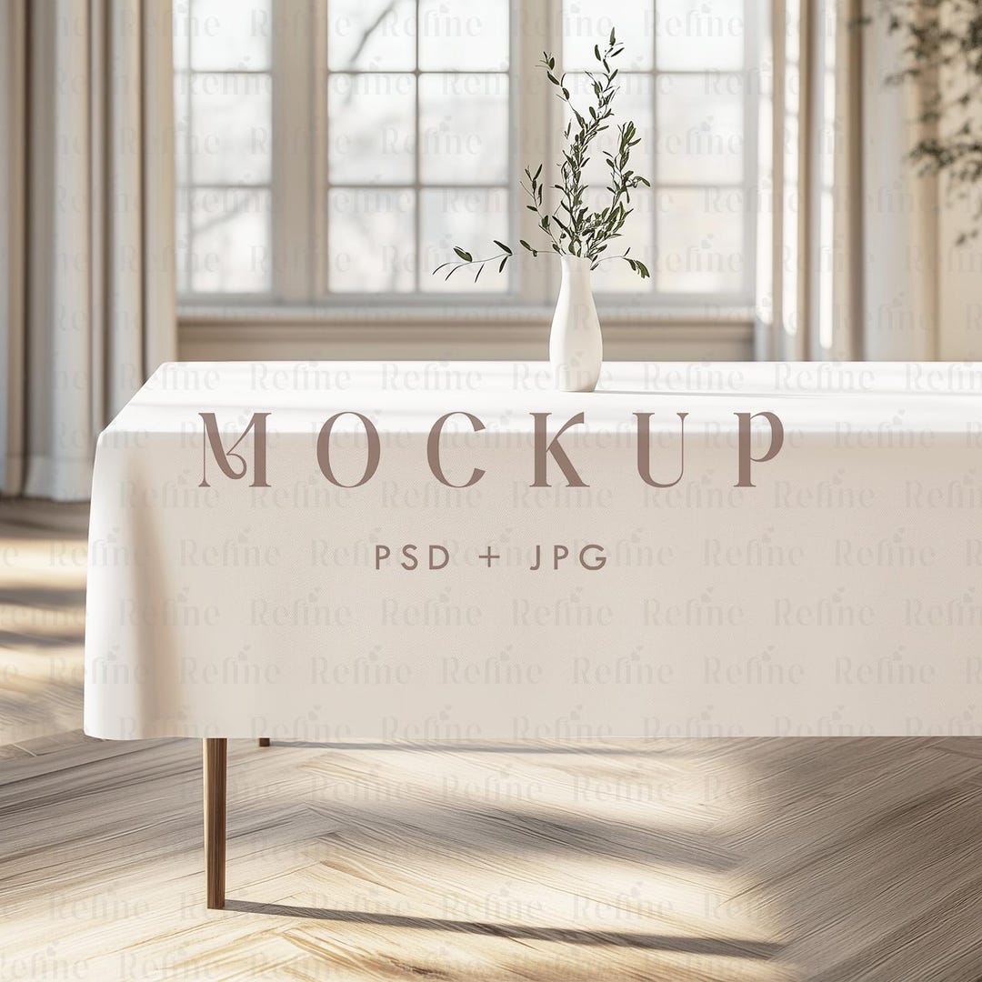 Tablecloth Mockup, Textile Fabric Mockup PSD, Kitchen Table Mockup ...