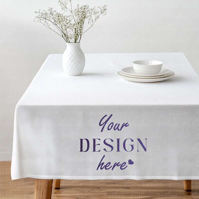 Tablecloth Mockup, Textile Fabric Mockup PSD, Kitchen Table Mockup ...