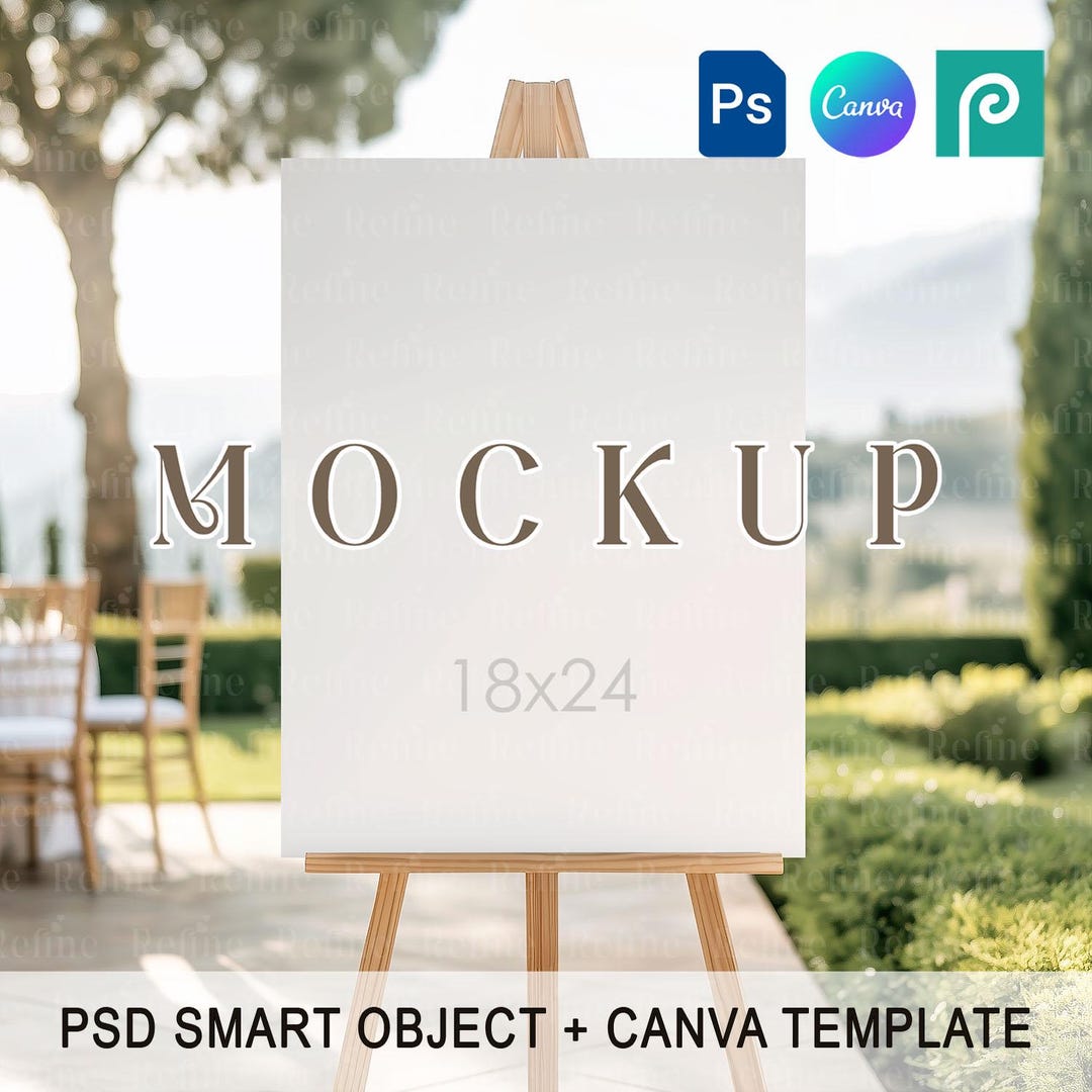 Easel Poster Mockup, 18x24 Welcome Sign PSD PNG Template, Outdoor ...
