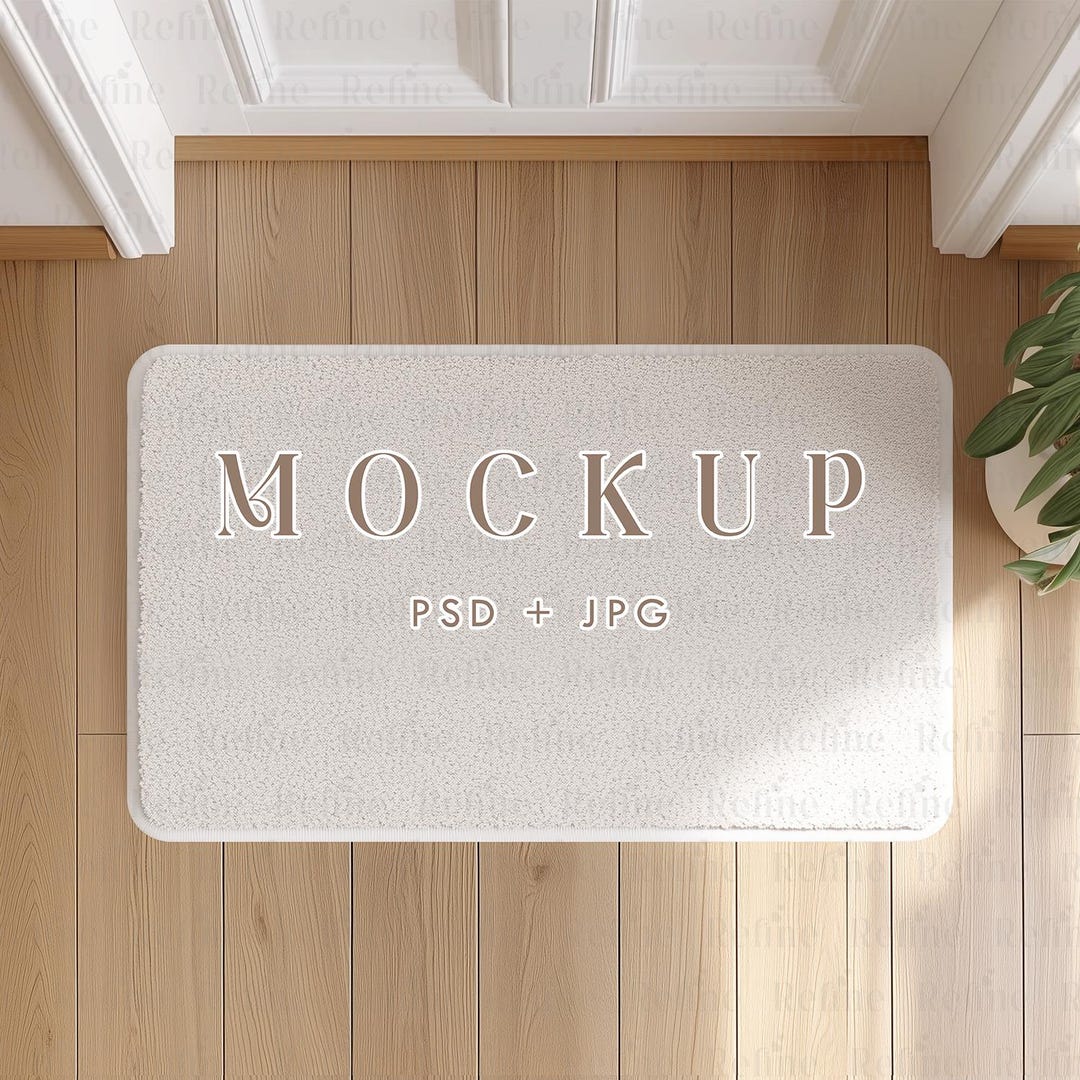 Doormat Mockup, Sublimation Floor Mat PSD, Rustic Door Mat Mockup PSD ...