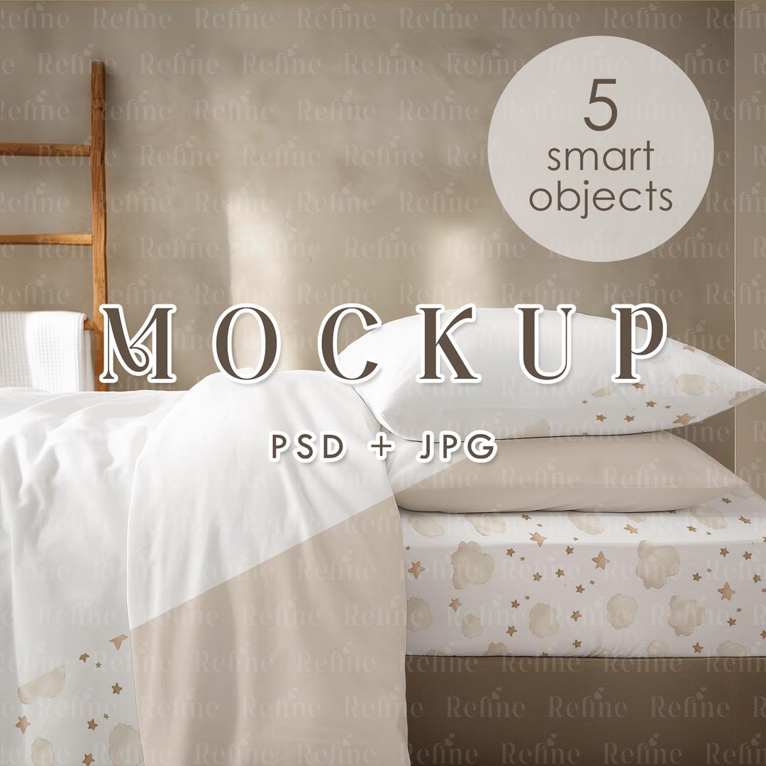 Bedding Mockup Set, Duvet and Pillow Template PSD, Bedroom Linen ...