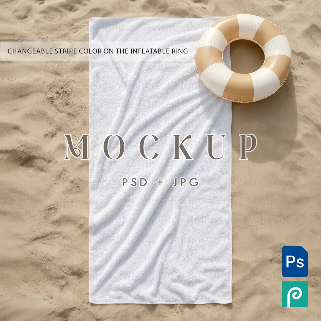 Beach Towel Mockup, 30x60 Summer Towels PSD Template, Cotton Bath ...