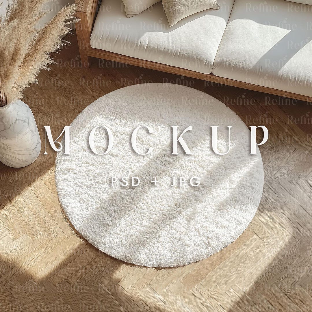Round Rug Mockup, Area Rug PSD Template, Boho Circle Rug Mock Up ...