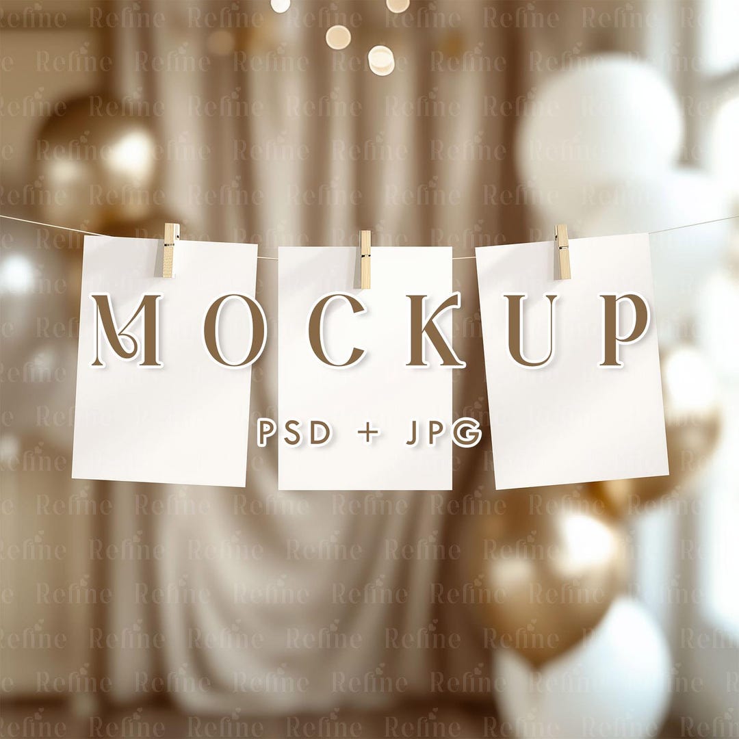 Hanging Banner Mockup, Photo Bunting Mockup, 5x7 Cards Garland, Wedding ...