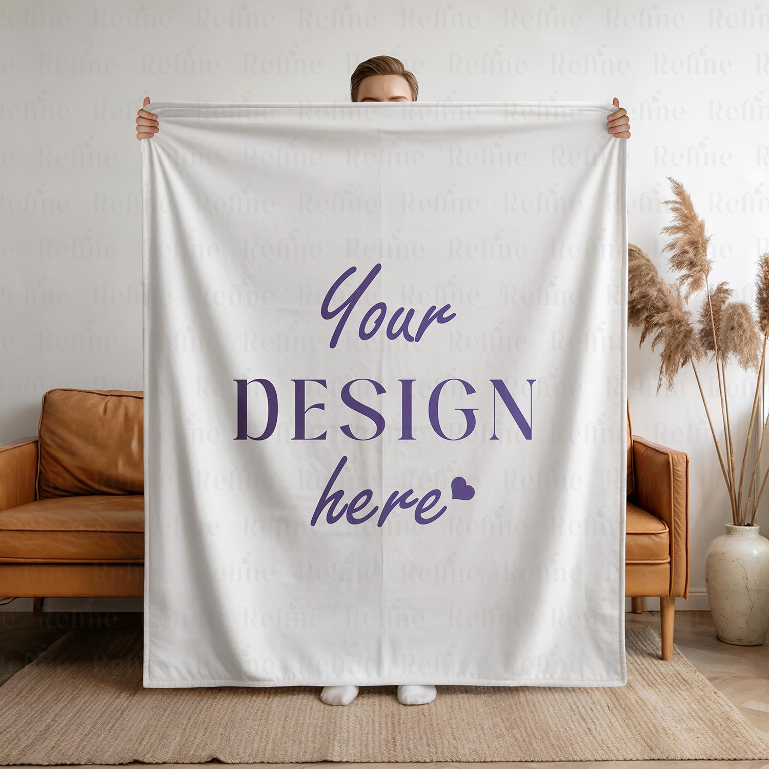 50x60 Plush Velveteen Blanket Mockup, Throw Blanket Mock Up, Fleece ...