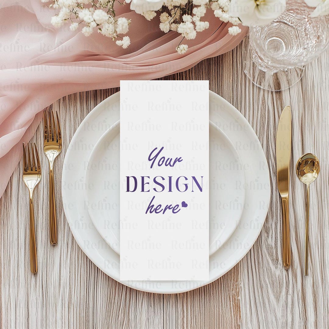 4x9 Menu Card Mockup PSD JPG, Wedding Dinner Menu Mockup, Baby Shower ...