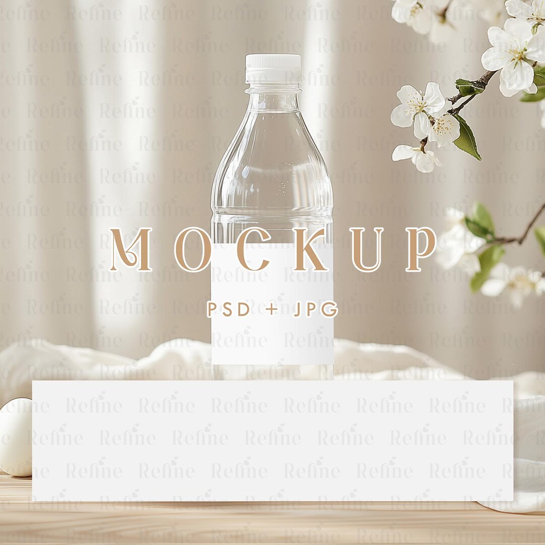 Water Bottle Wrapper Mockup, 8x2 Bottle Label Mockup, Easter Party ...