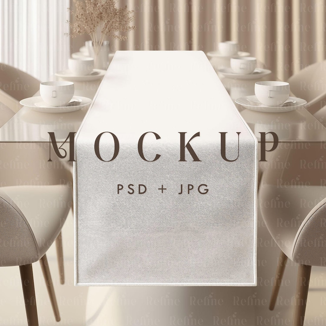 Table Runner Mockup, Table Textile Fabric Mockup PSD, Blank Table Cloth ...