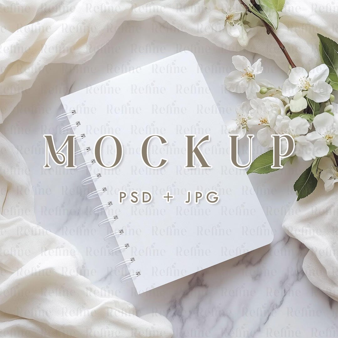 Spiral Notebook Mockup, Blank Notebook PSD, Boho Notebook Mock-up ...