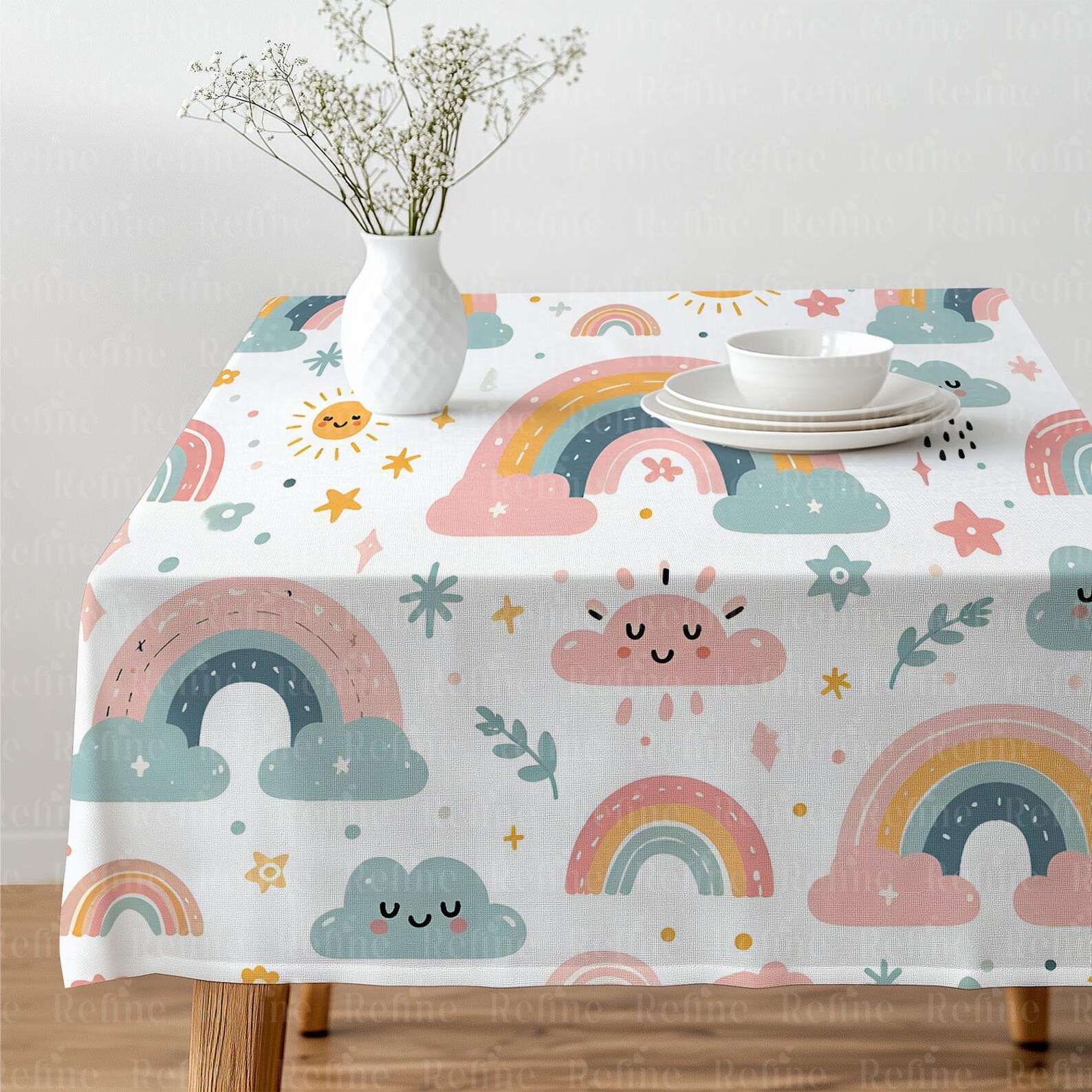 Tablecloth Mockup, Textile Fabric Mockup PSD, Kitchen Table Mockup ...