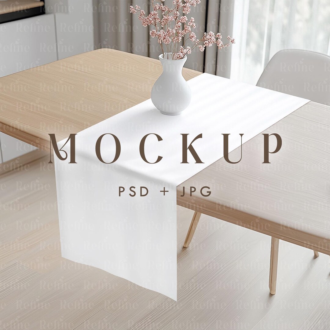 Table Runner Mockup, Textile Fabric Mockup, Table Cloth Mockup, Fabric ...