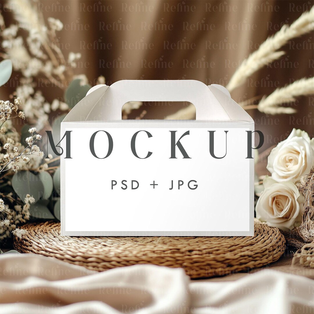 Gable Box Mockup PSD, Boho Wedding or Baby Shower Gift Label Mockup ...