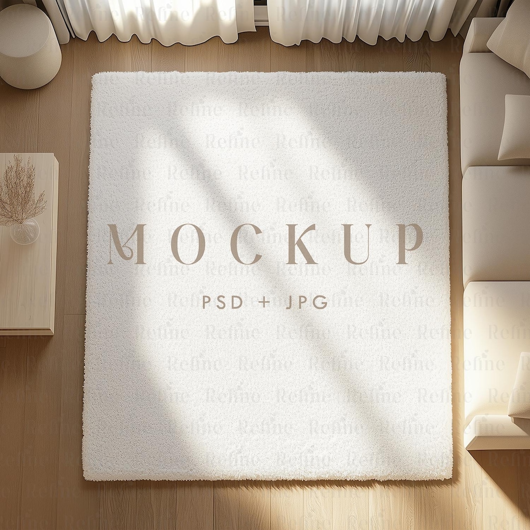 Carpet Mockup, Living Room Rug Mockup, Boho Carpet Mock up PSD, Rug ...