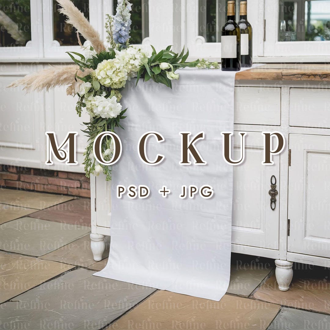 Linen Bar Sign Mockup, Fabric Sign Mockup, Elegant Wedding Bar Menu ...