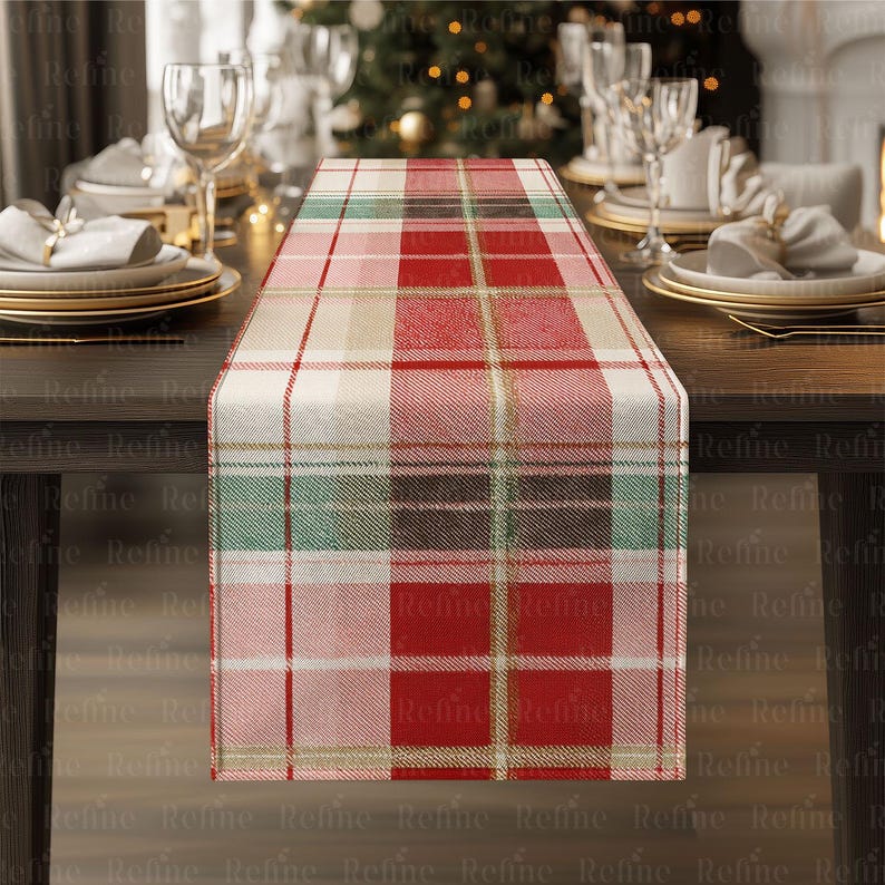 Table Runner Mockup, Holiday Table Textile Fabric Mockup PSD, Blank ...
