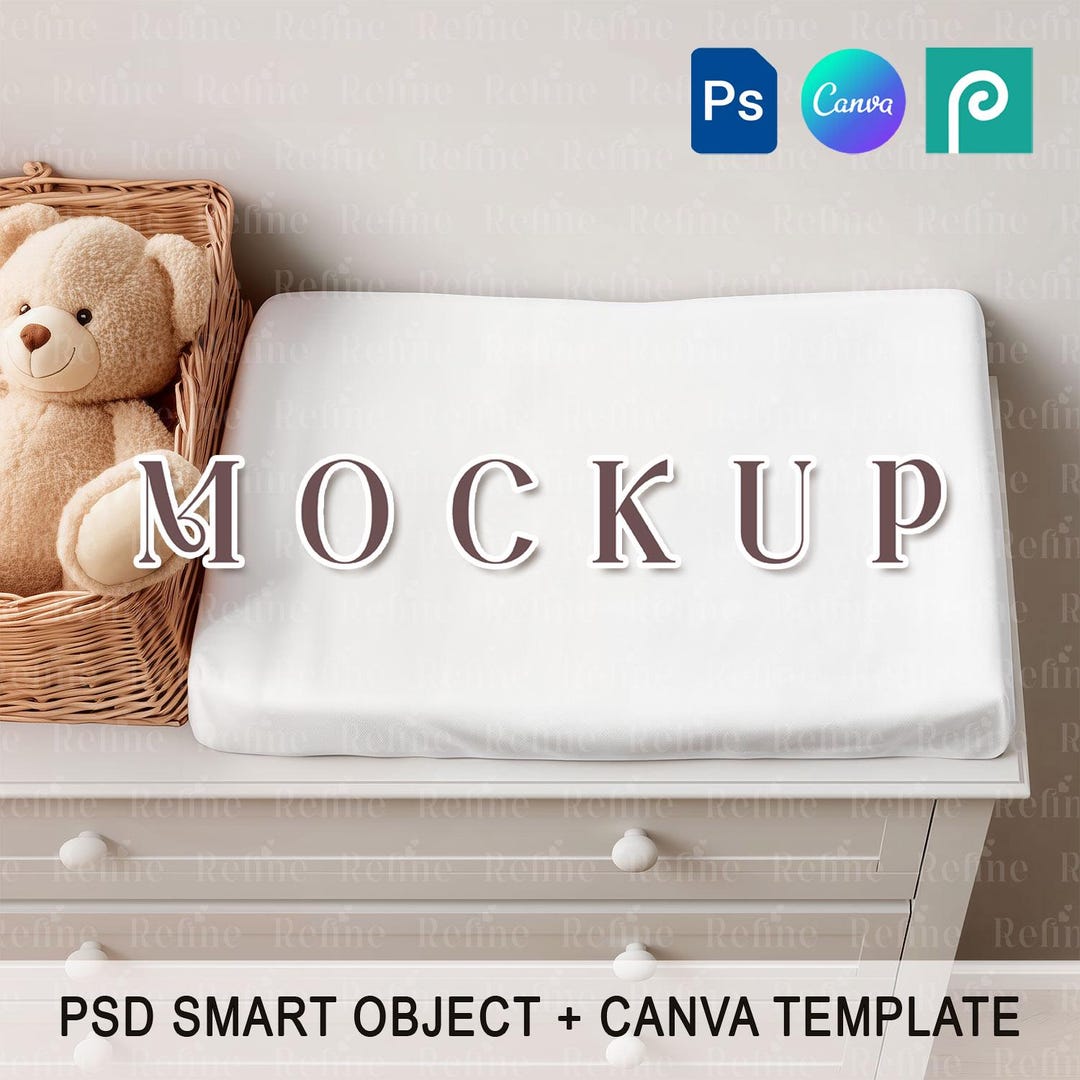 Changing Pad Cover Mockup PSD PNG, Baby Changing Mat Mock-up, Nursery ...