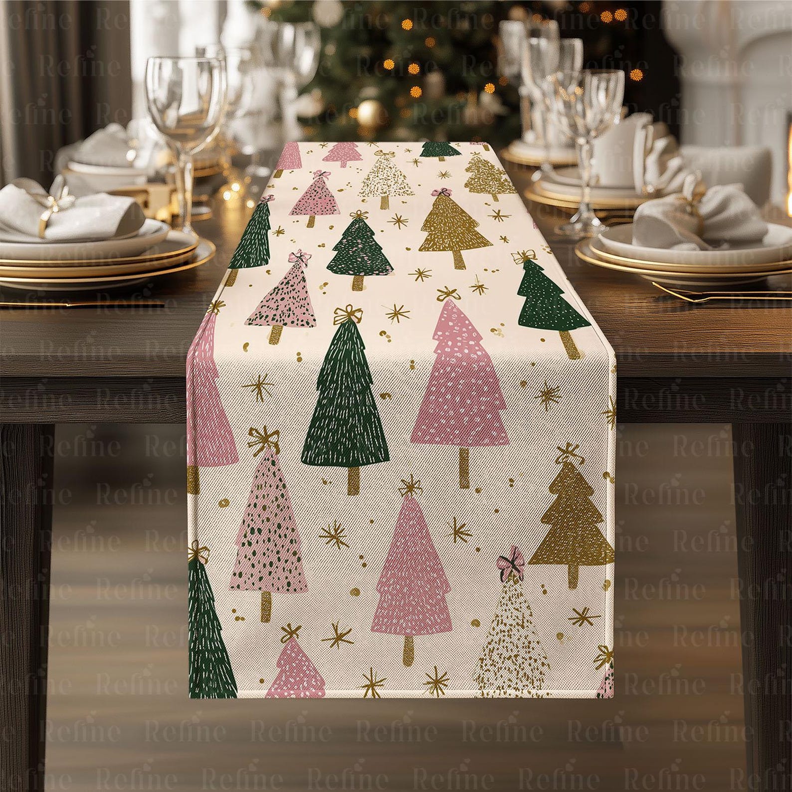 Table Runner Mockup, Holiday Table Textile Fabric Mockup PSD, Blank ...