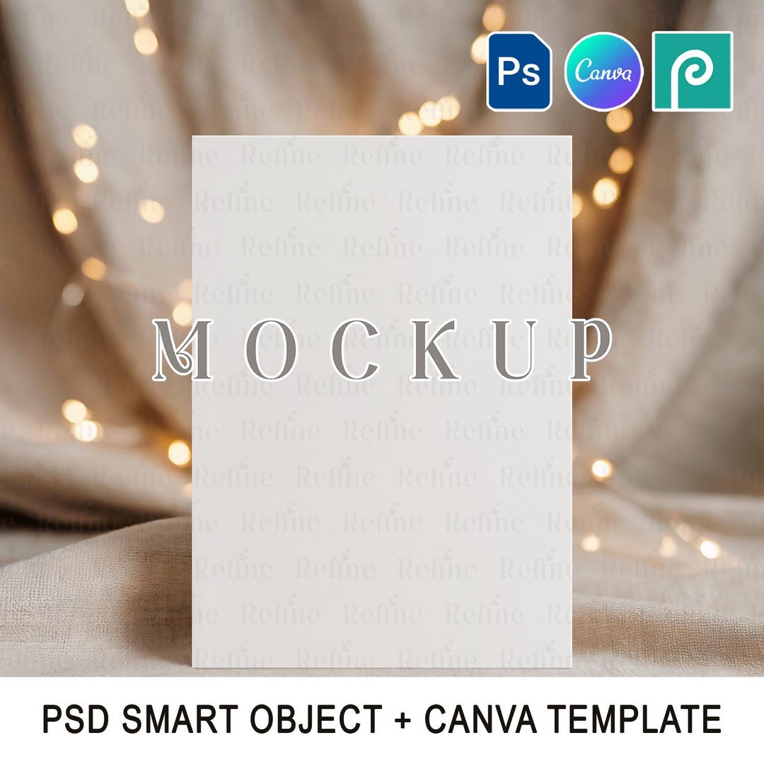Winter 5x7 Invitation Mockup PSD Canva, Holiday Greeting Card Mock-up ...