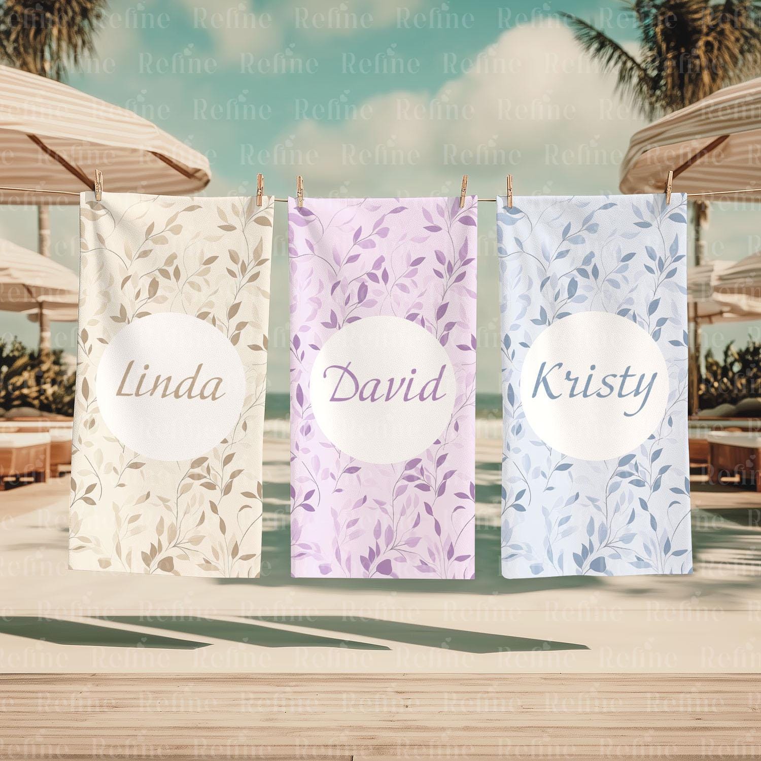Set Beach Towel Mockup PSD PNG, Pool Party Towel Template Mockup, 3 ...