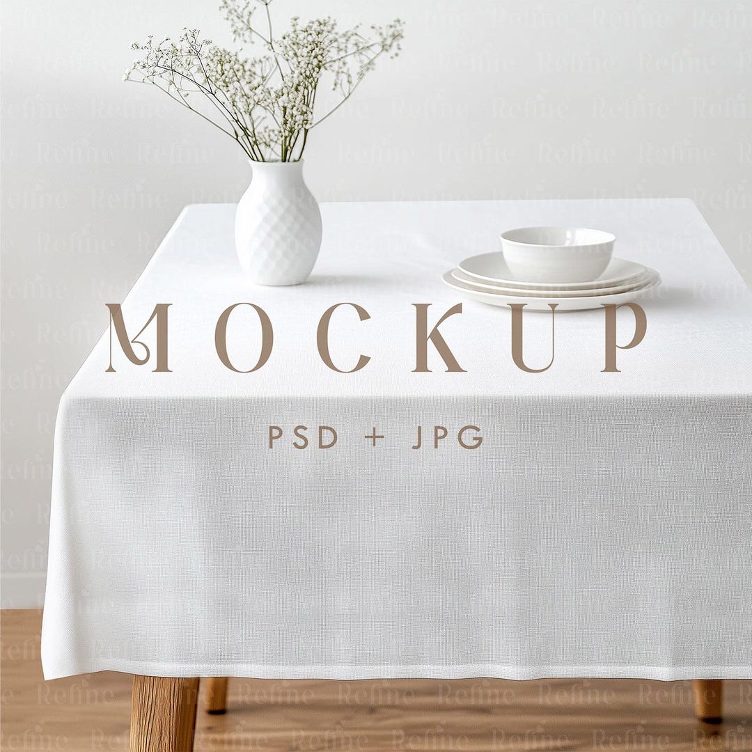 Tablecloth Mockup, Textile Fabric Mockup PSD, Kitchen Table Mockup ...